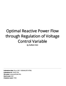 Optimal Reactive Power Flow through Regulation of Voltage Control Variable (Cek Similarity ...